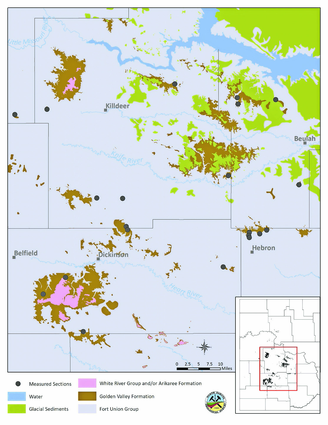 map provided by the north dakota geological survey map of the golden ...