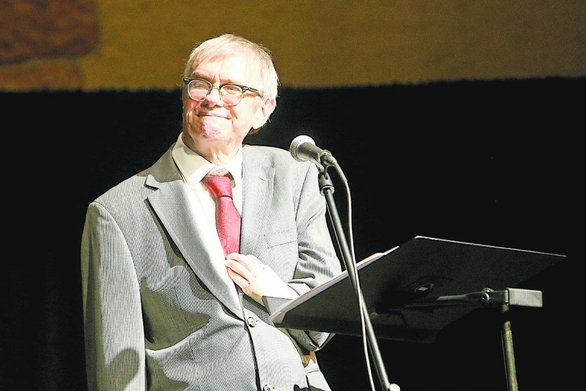 kevin kling pauses while speaking on stage at the chateau theater kling ...
