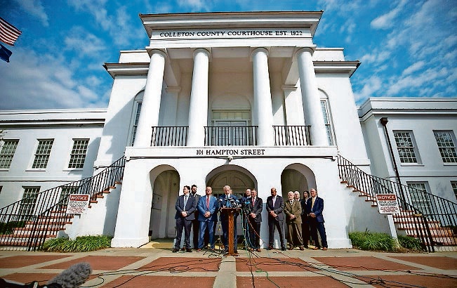 State Law Enforcement Division Chief Mark Keel speaks outside the ...
