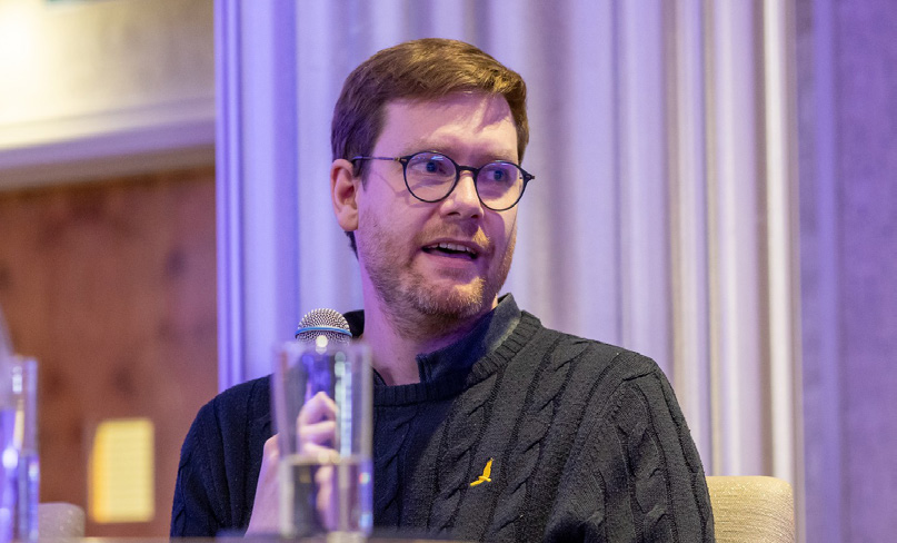 •Luke Hart speaking at FREEDA’s panel event