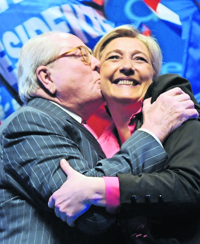 Marine Le Pen with her father, Jean-Marie, a Holocaust denier who ...