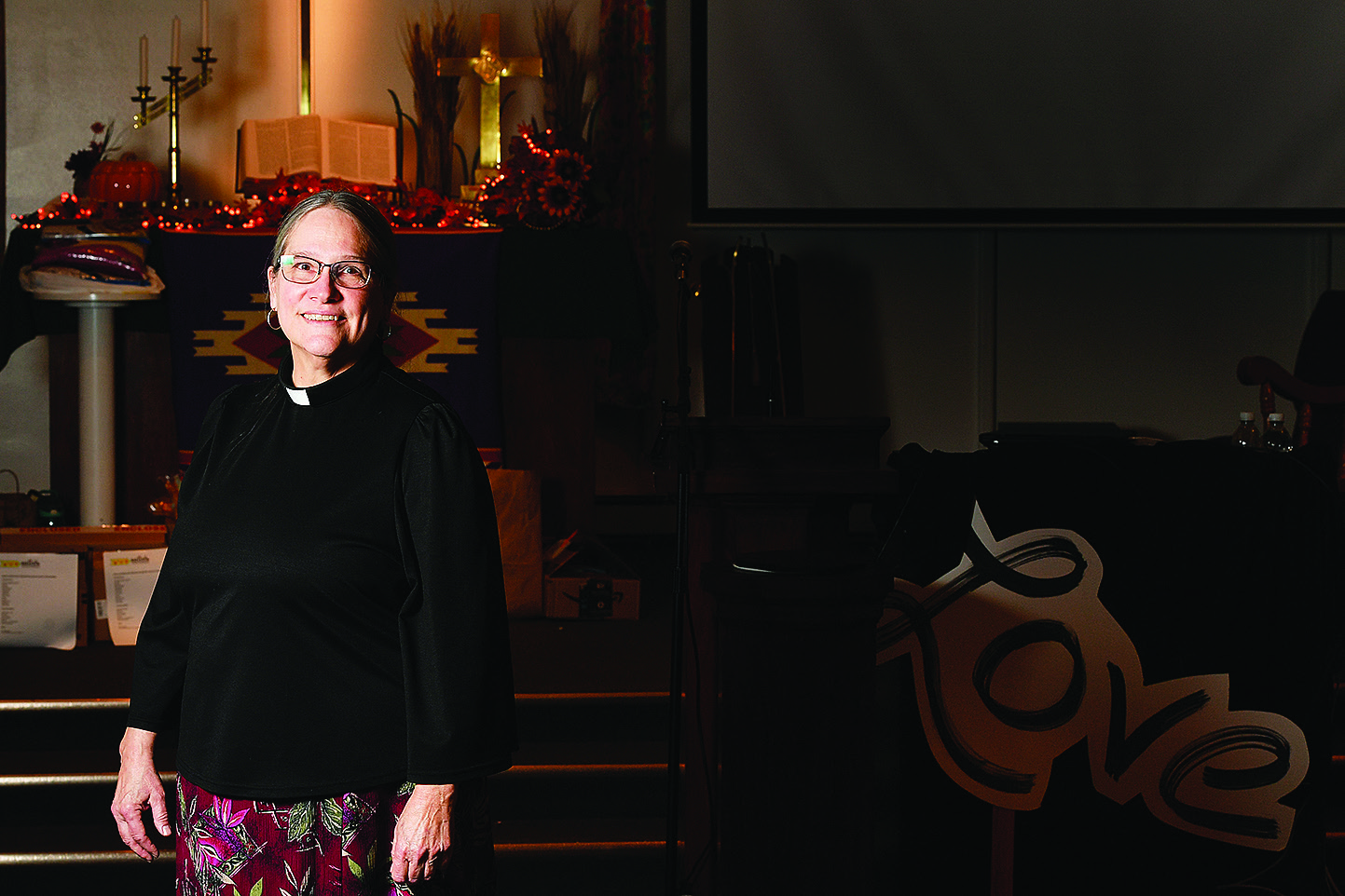 Rev. Gen Heywood, pastor of Veradale United Church of Christ, poses for ...