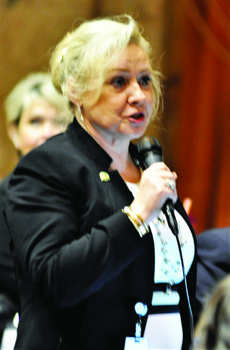 Rep. Jenny Graham debates a bill on the House floor on Wednesday.