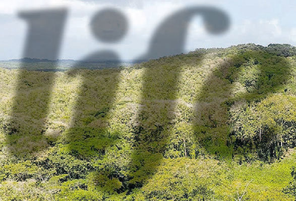An aerial view of the Marac volcano.