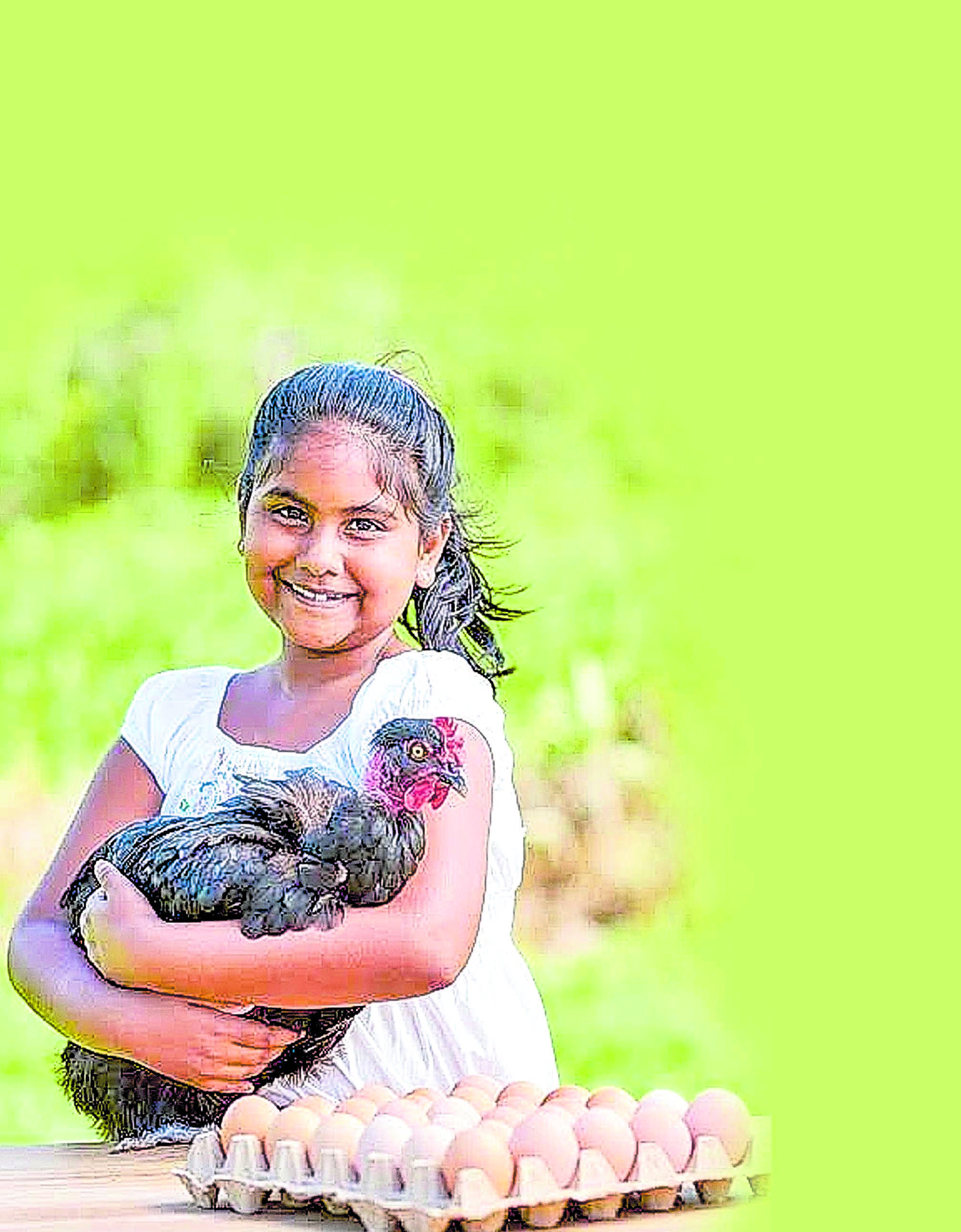 Lina Chance-Bhagwat with her chicken Fancy and some of her eggs.